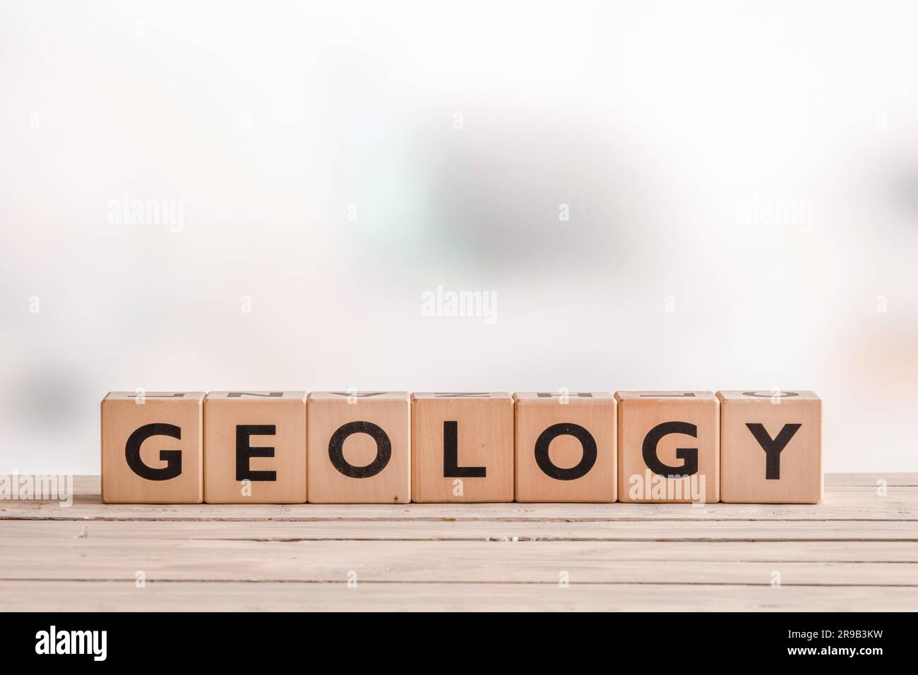Geology sign on a school desk in a classroom Stock Photo - Alamy