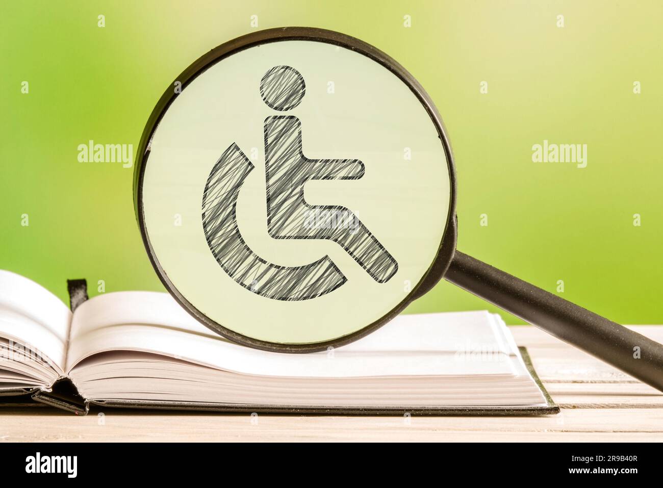 Handicapped info with a pencil drawing of a disabled icon in a ...