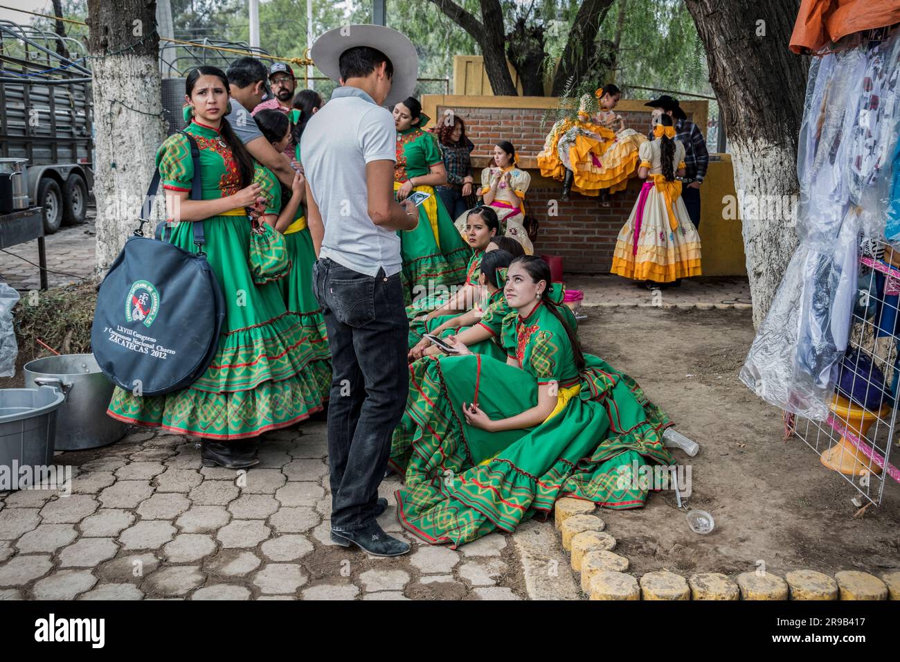 Women Charras at a traditional Charreria in Mexico City, Mexico Stock ...