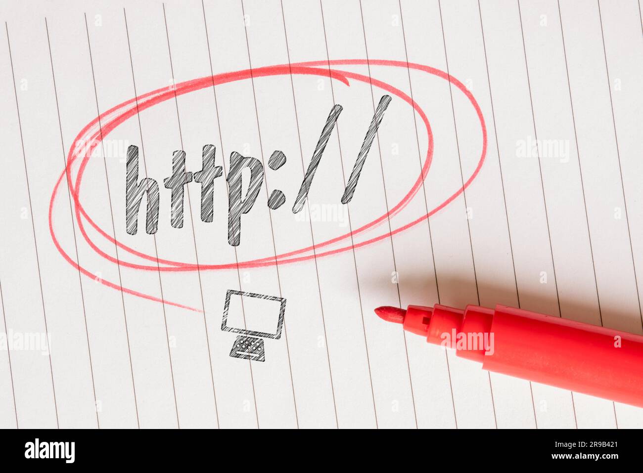 Http word on linear paper with a computer sketch Stock Photo - Alamy