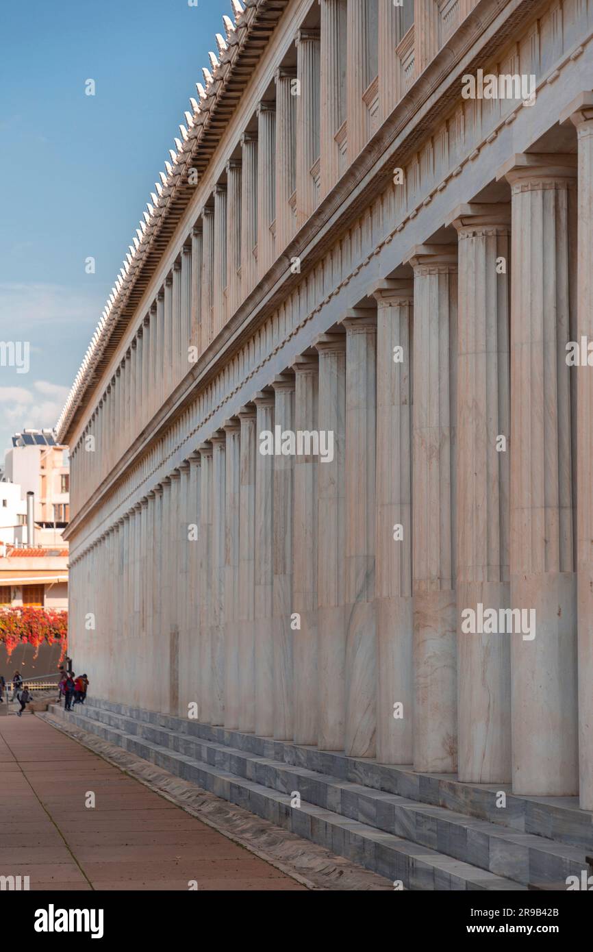 The Stoa of Attalos is a covered portico in the Agora of Athens ...