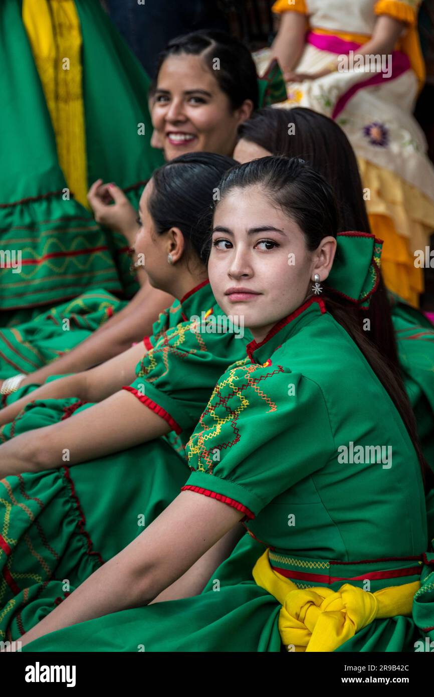 Women Charras at a traditional Charreria in Mexico City, Mexico Stock ...