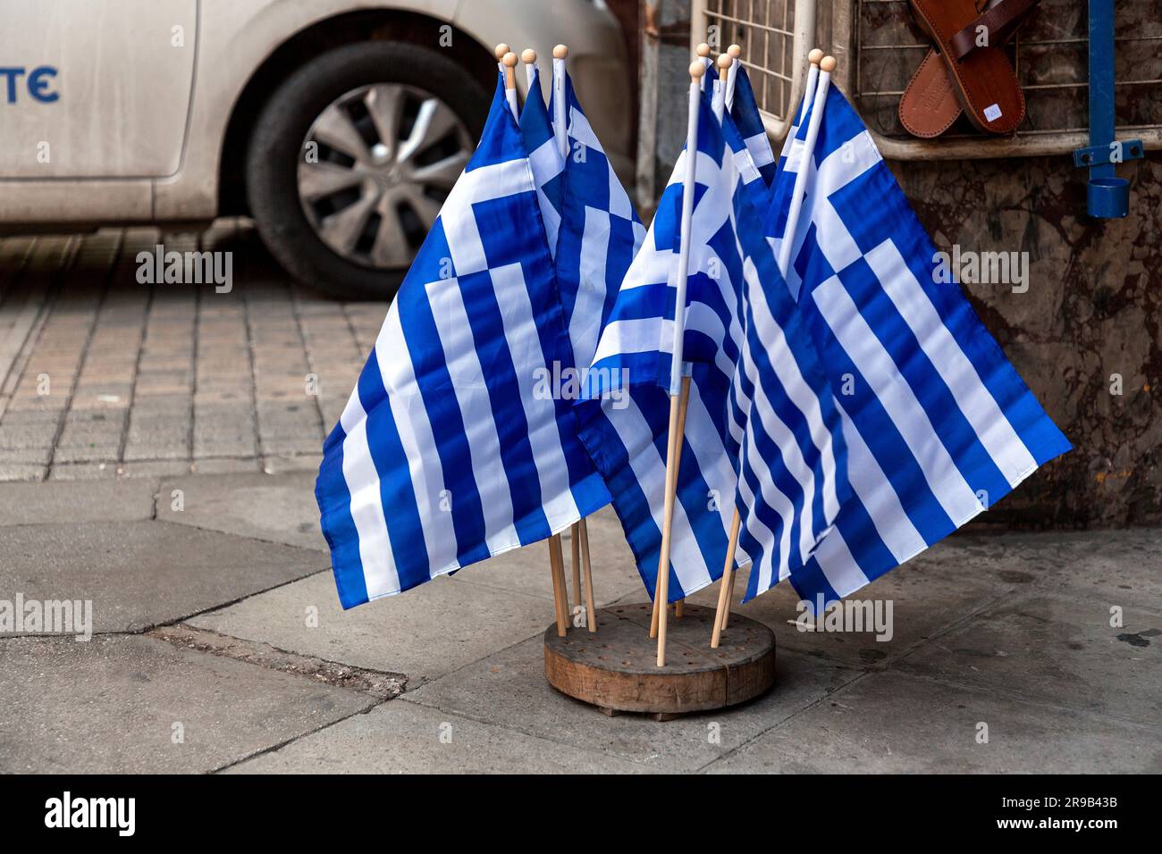 Greek flags flying in hi-res stock photography and images - Alamy