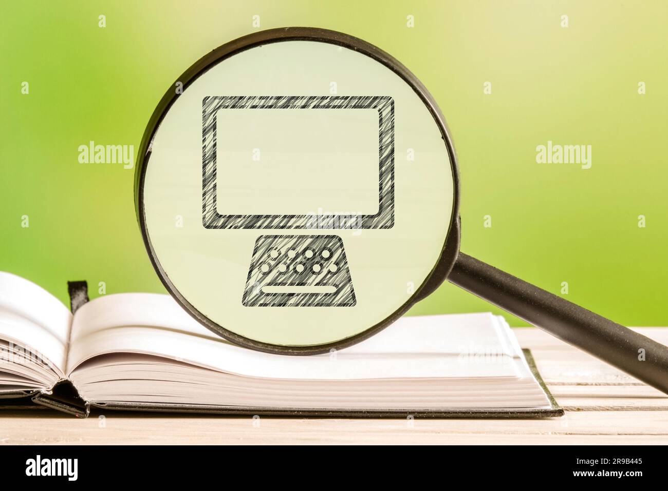 Computer search with a pencil drawing of a personal computer in a ...