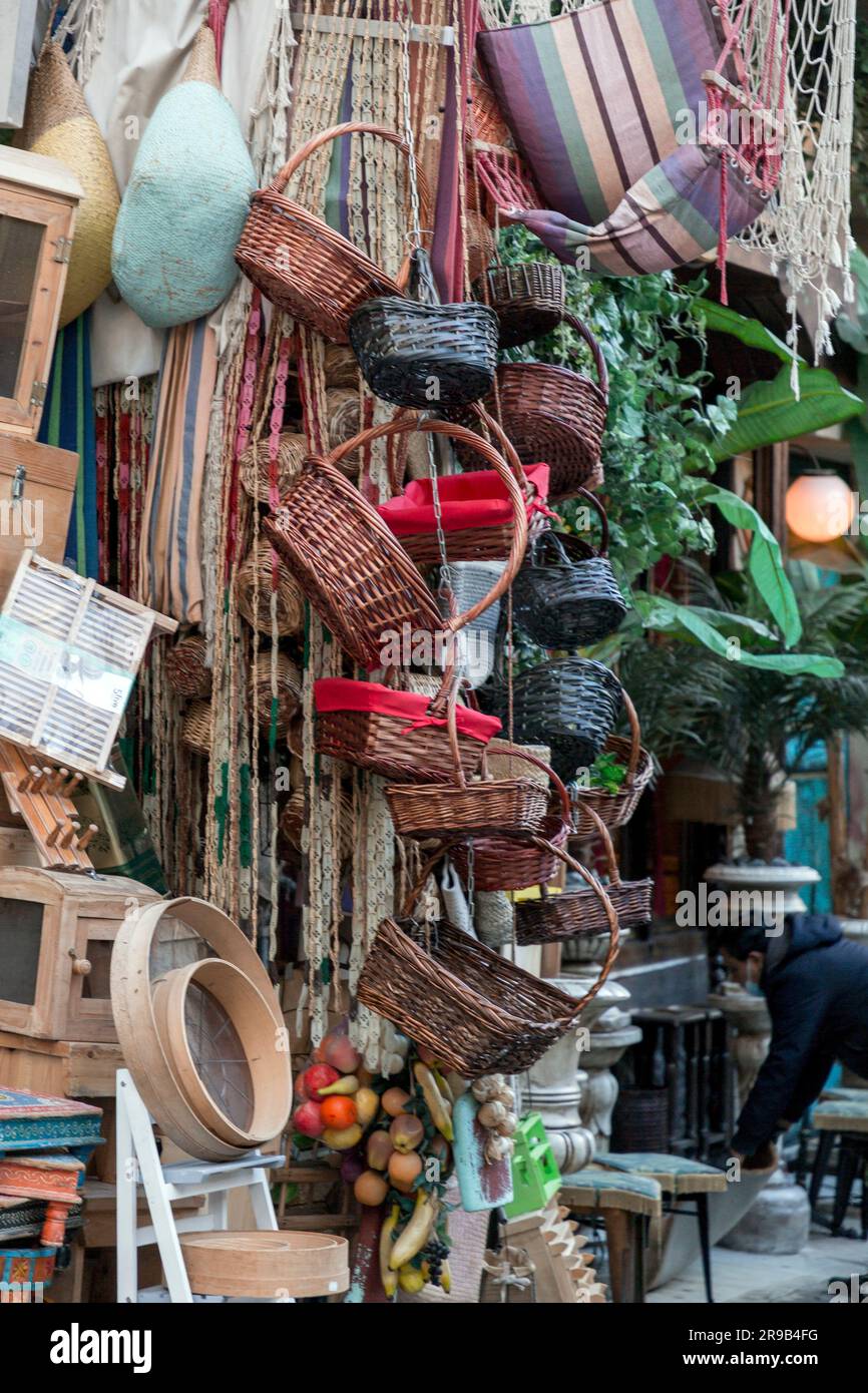 Athens, Greece - 25 Nov 2021: Traditional handmade baskets and ...