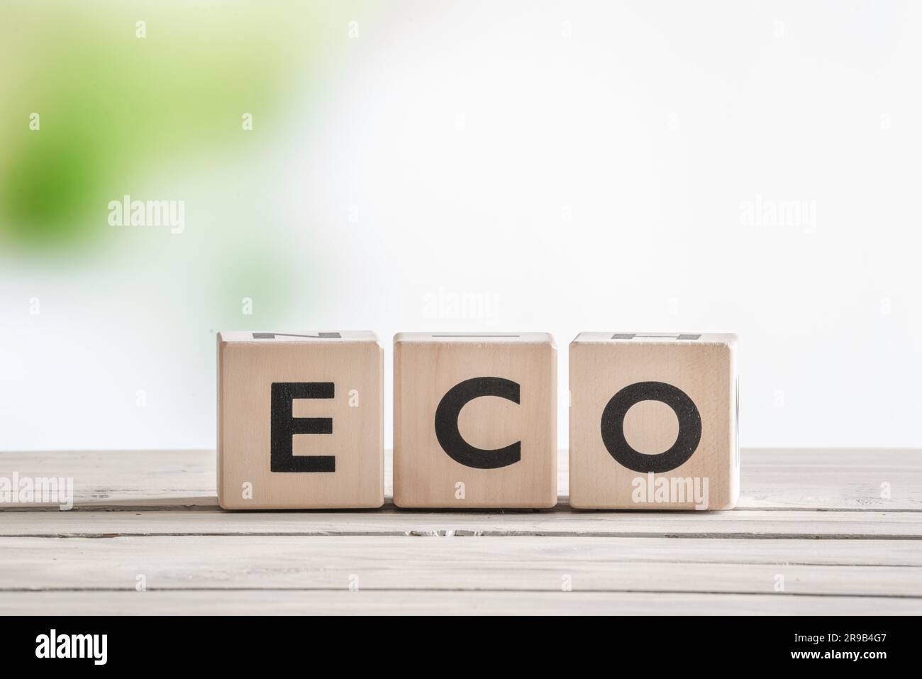 Wooden cubes word eco hi-res stock photography and images - Alamy