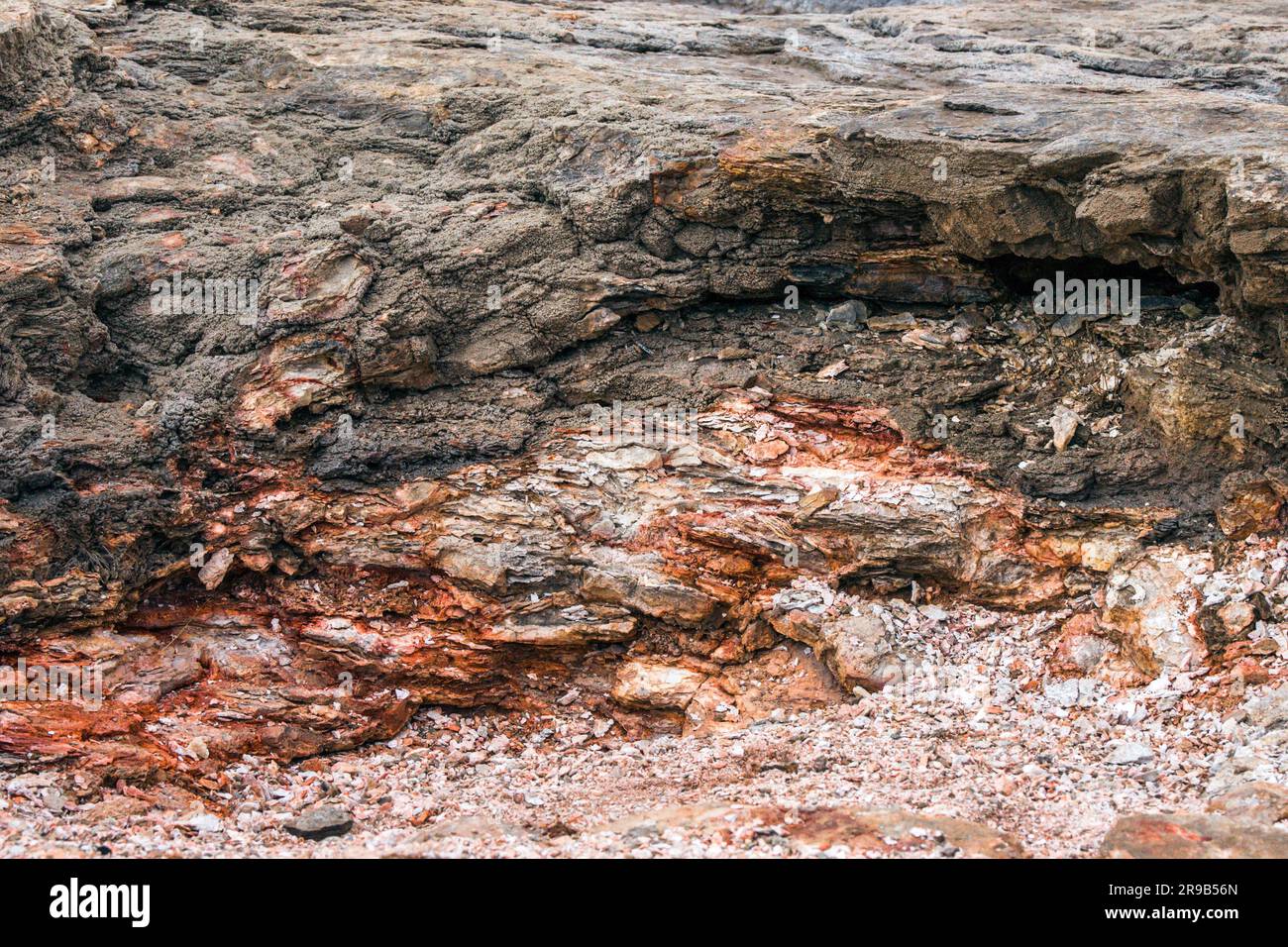 Layers of lava and clay in Iceland nature Stock Photo - Alamy