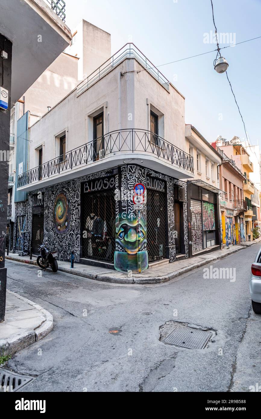 Athens, Greece - 25 Nov 2021: View from the central streets of Athens ...