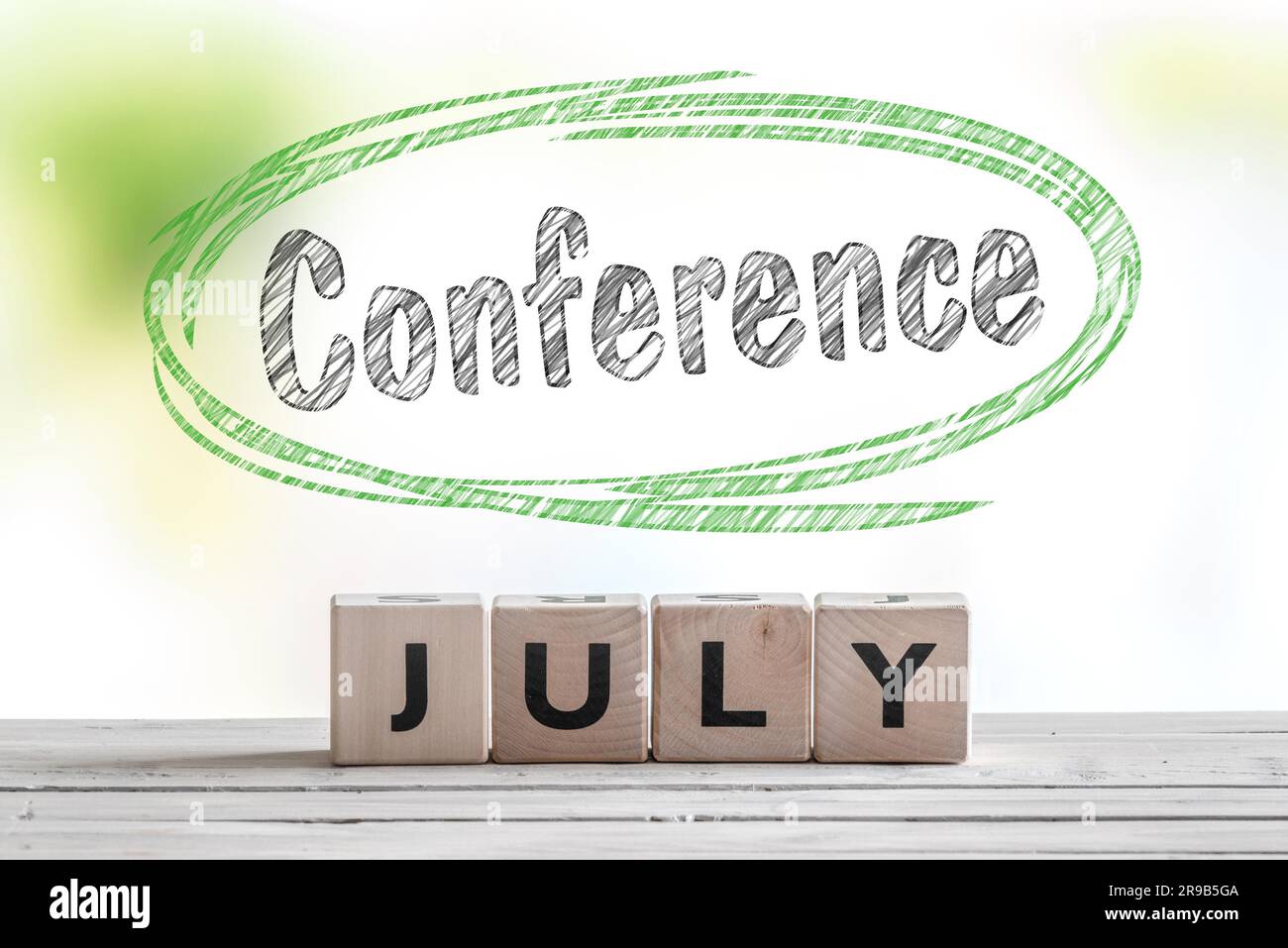 July conference message on a stage in the summer Stock Photo - Alamy