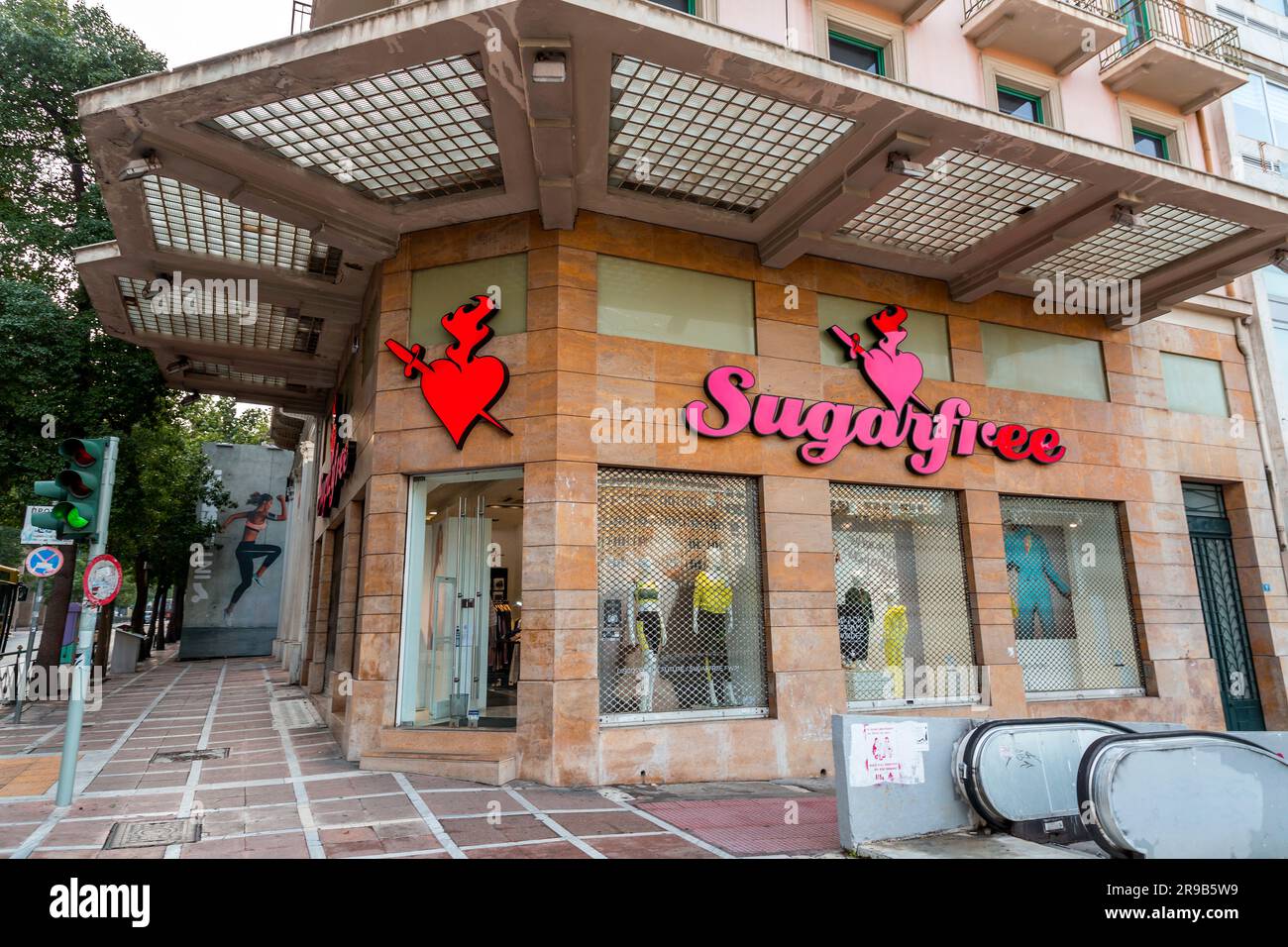 Athens, Greece - 27 Nov 2021: Store front and logo of Sugarfree, a ...