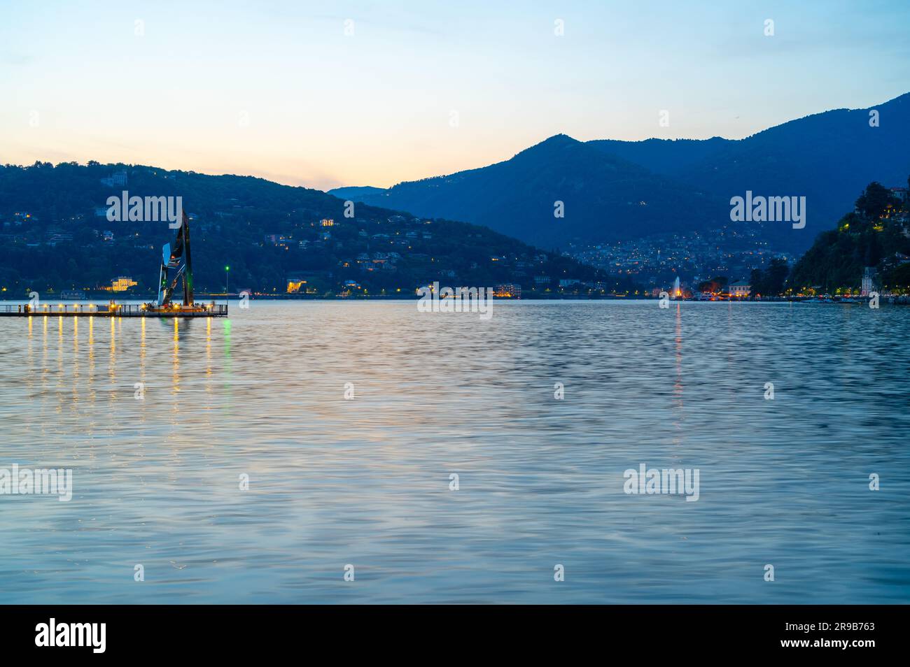 Panorama of the lakefront of Como, and of the outer dam with the Life ...
