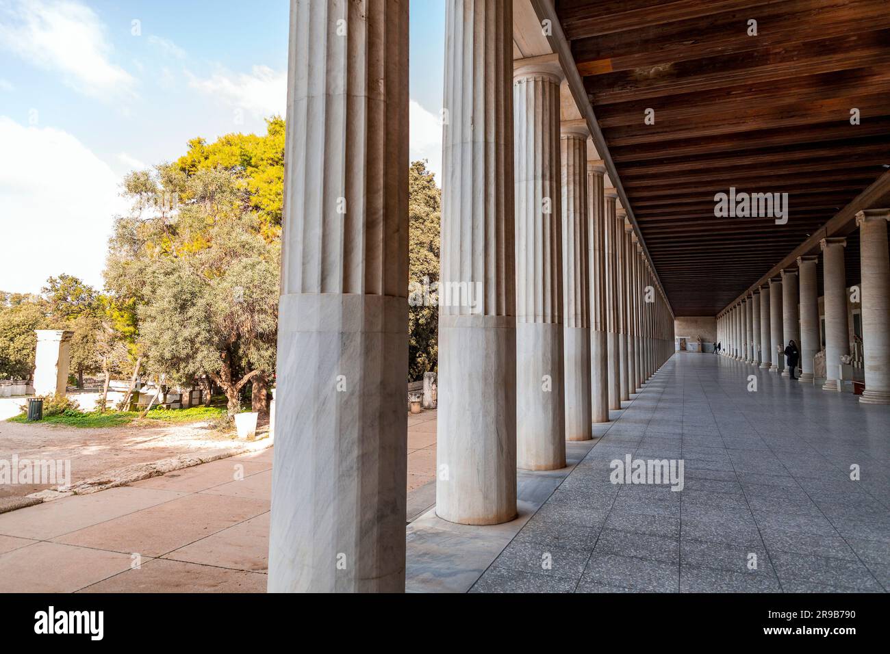 Athens, Greece - 25 Nov 2021: The Stoa of Attalos is a covered portico ...