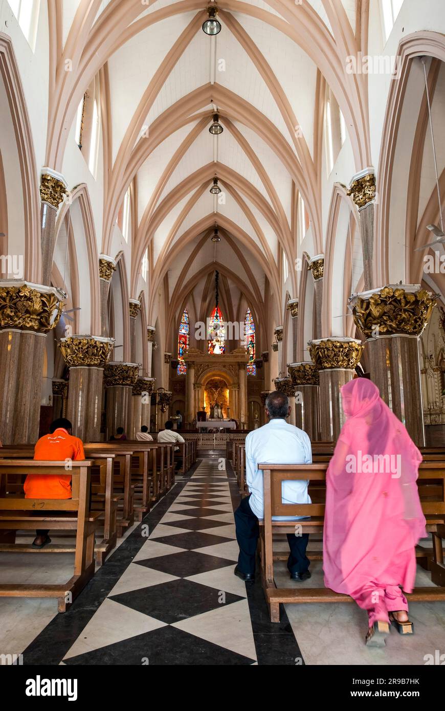Interior St. Mary's Basilica in Shivajinagar was built by Abbe Dubois ...
