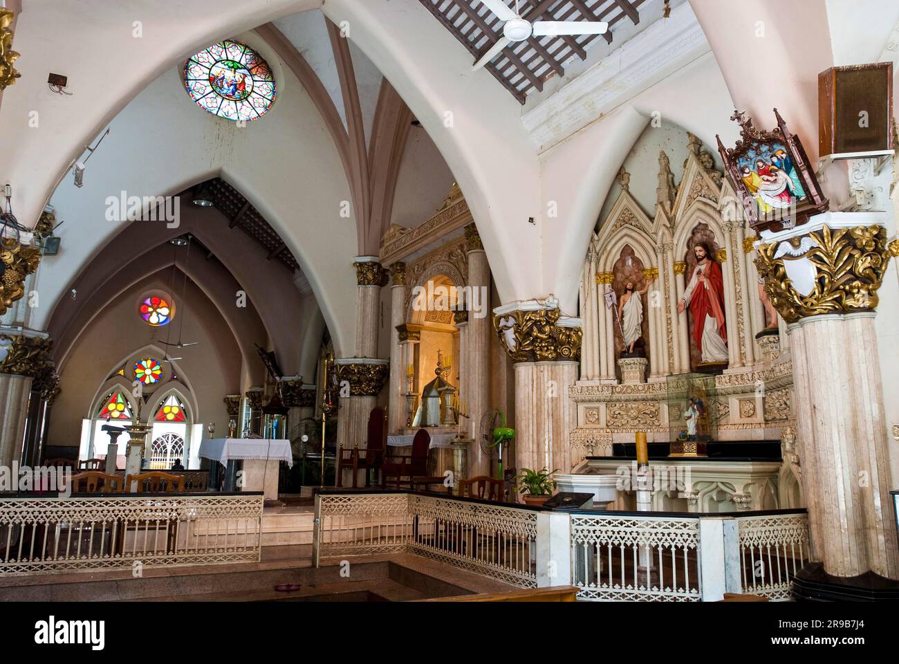 Interior St. Mary's Basilica in Shivajinagar was built by Abbe Dubois ...