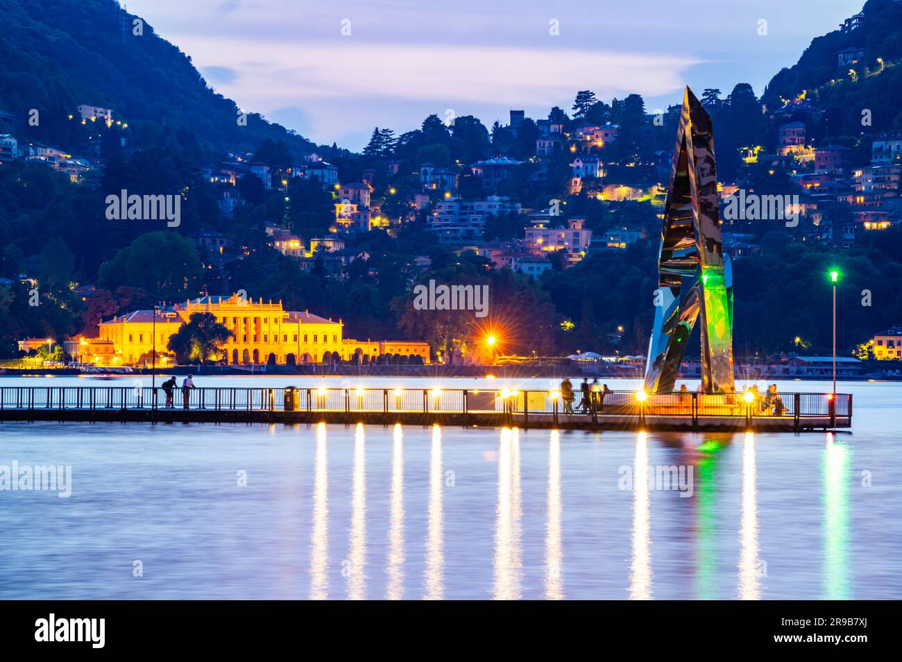 Panorama of the lakefront of Como, and of the outer dam with the Life ...