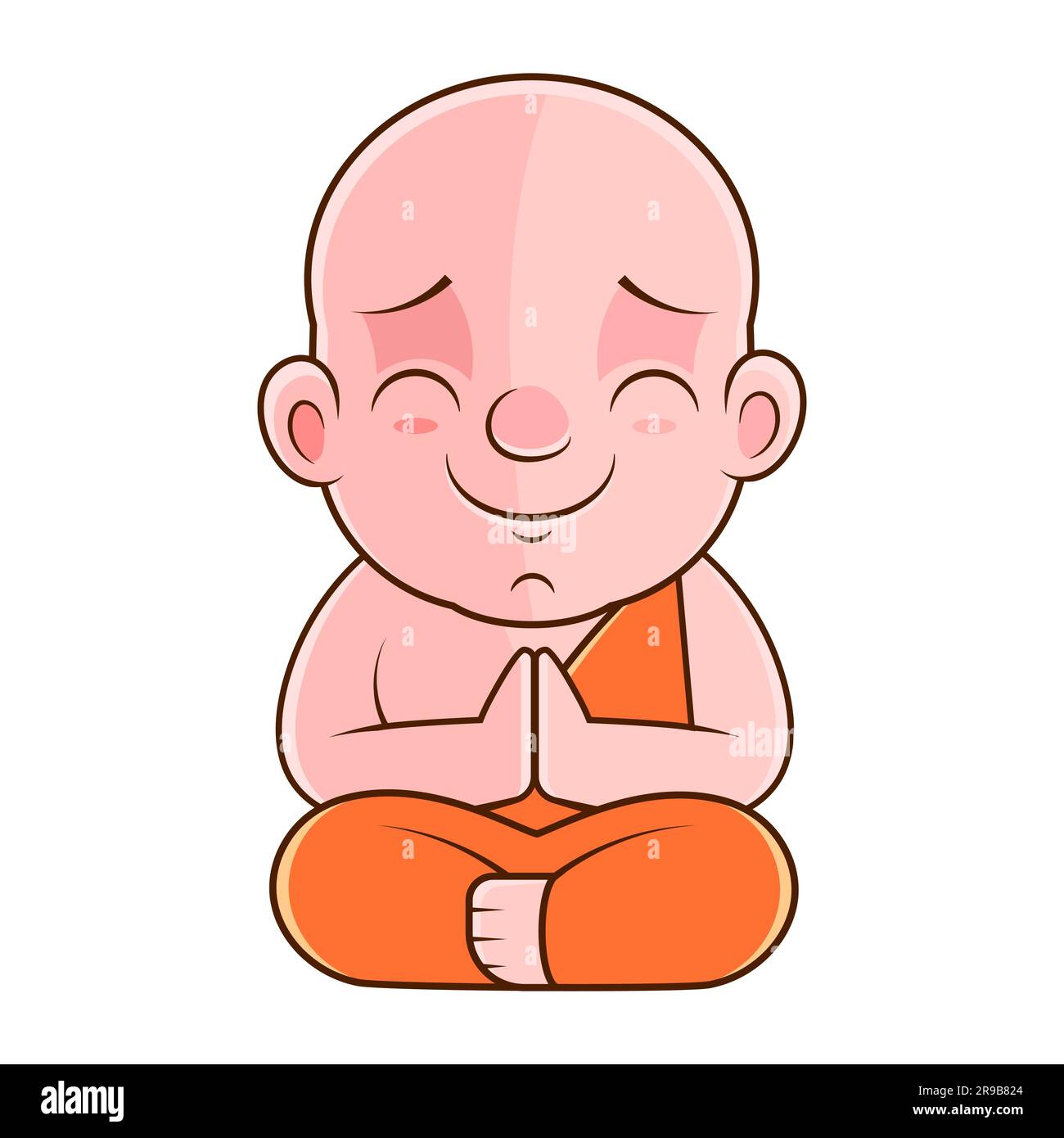 Tibetan monk in a robe, buddhist in lotus position, colorful character ...