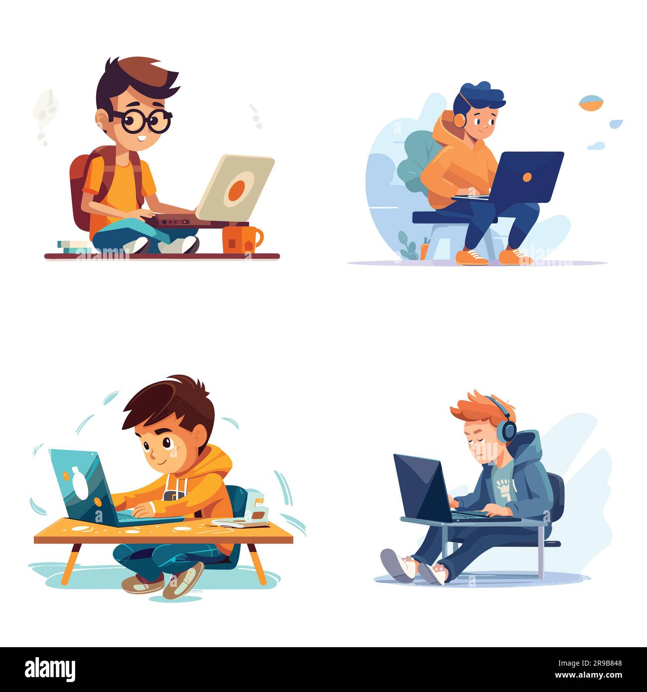 Child working on computer Stock Vector Images - Alamy
