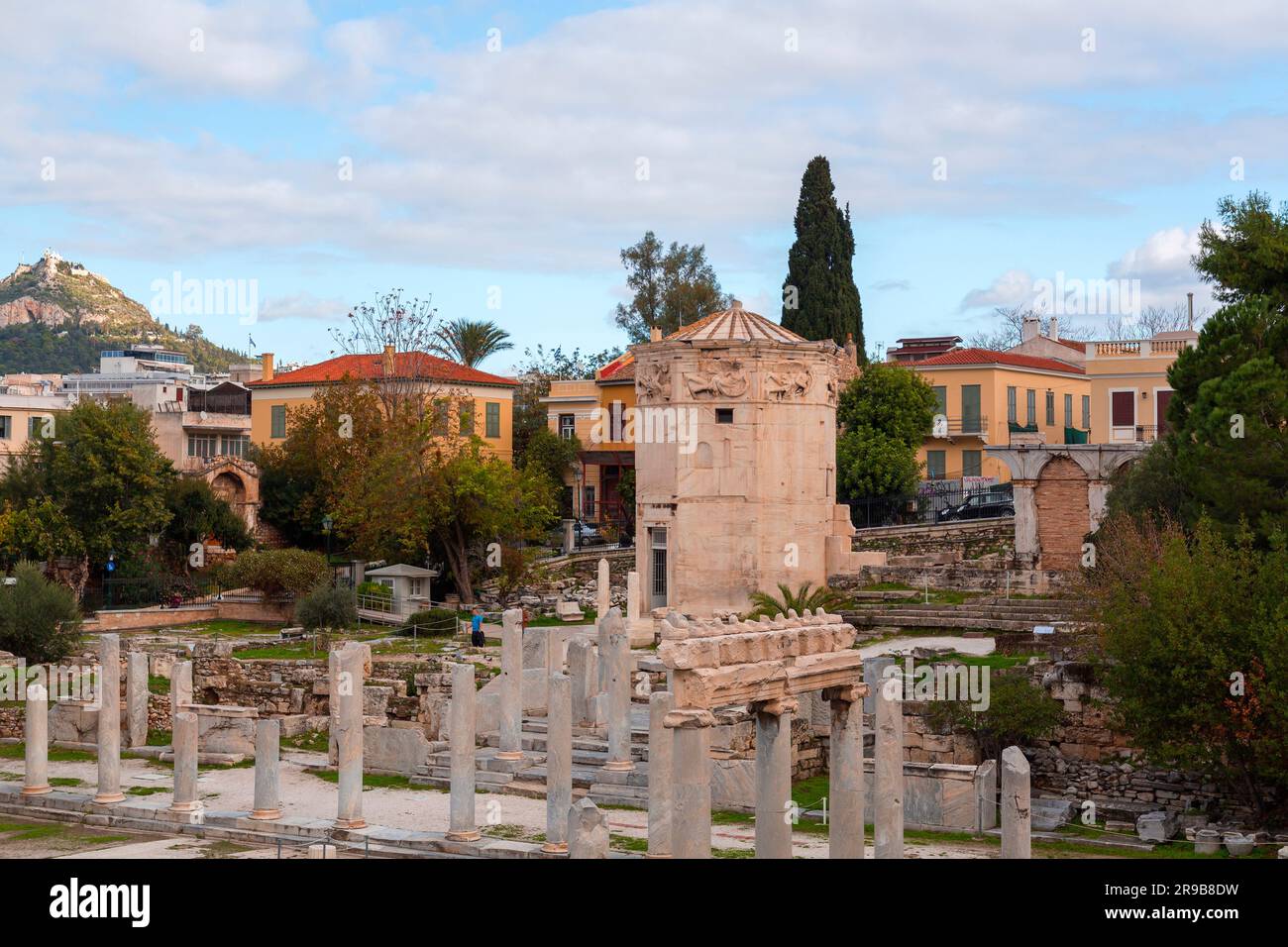 Athens, Greece - 25 Nov 2021: The Roman Agora is located to the north ...