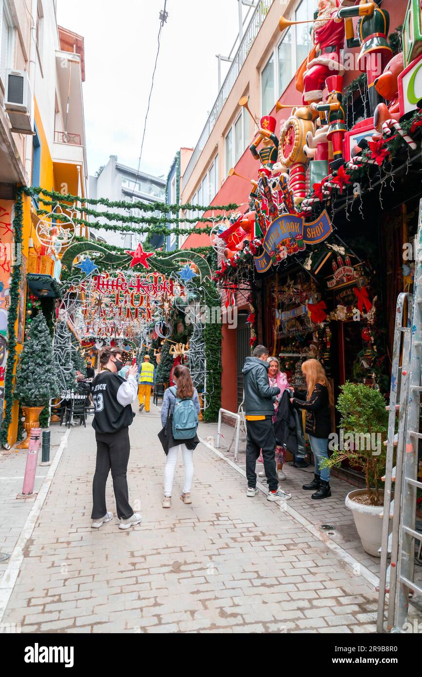 Athens, Greece - 25 Nov 2021: Psyri is a gentrified neighbourhood in ...