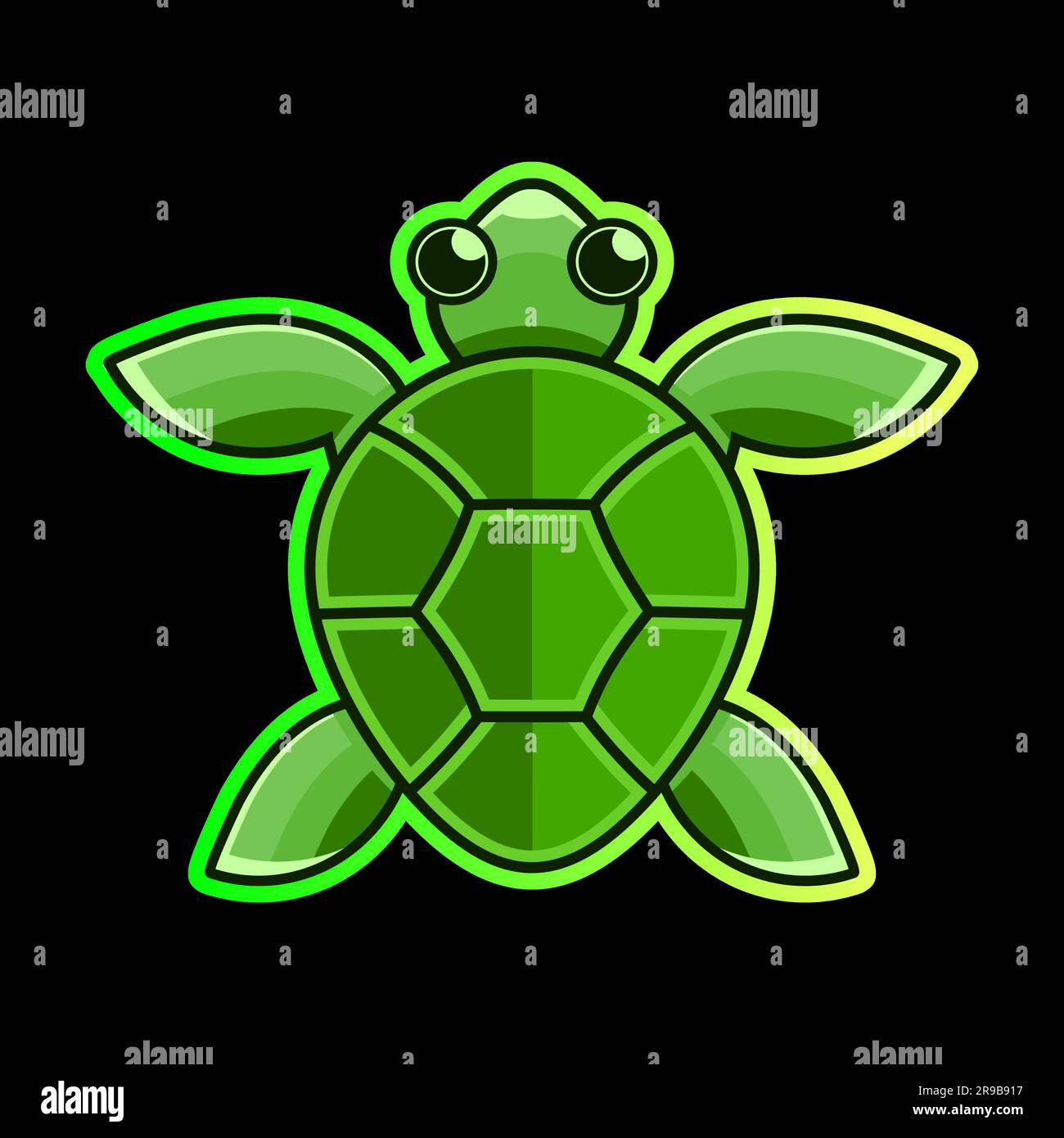 Sea turtle. Realistic, artistic, colored drawing of a sea turtle on a ...