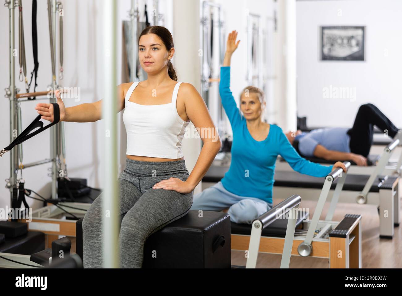 Fitness pilates reformer hands hi-res stock photography and images - Alamy