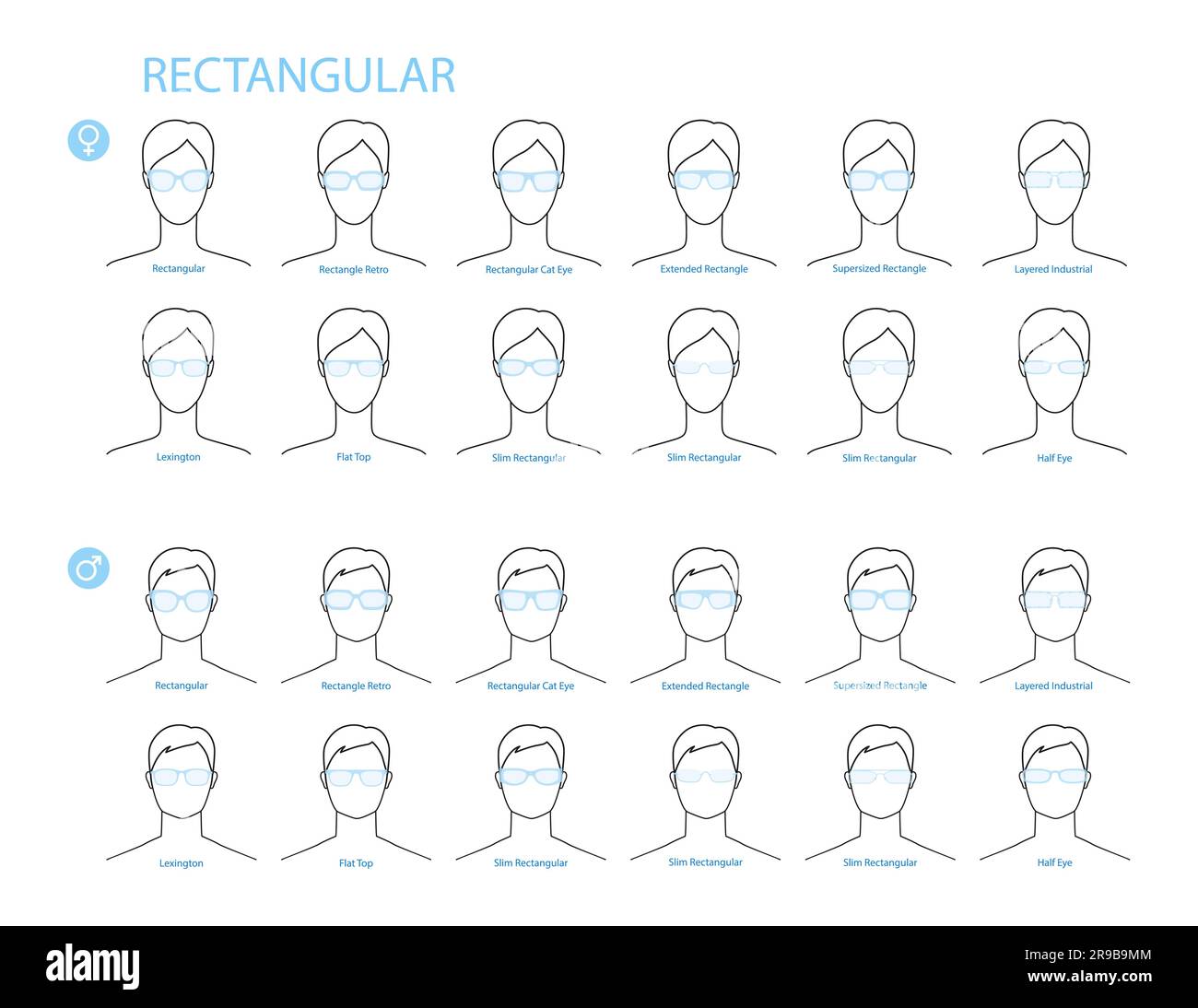 Set of Rectangular frame glasses fashion accessory illustration ...