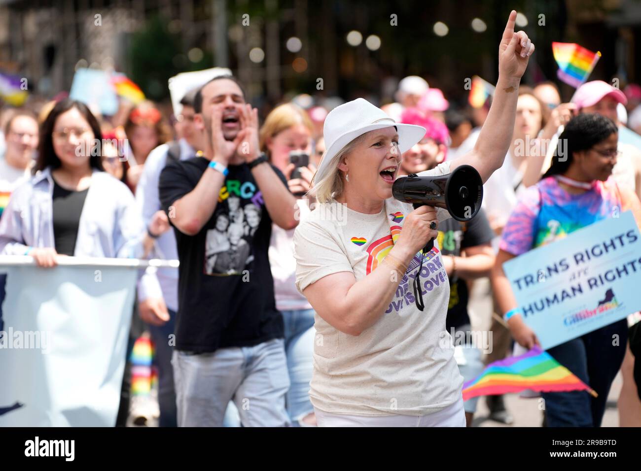 U.S. Sen. Kirsten Gillibrand, of New York, walks in the NYC Pride March ...