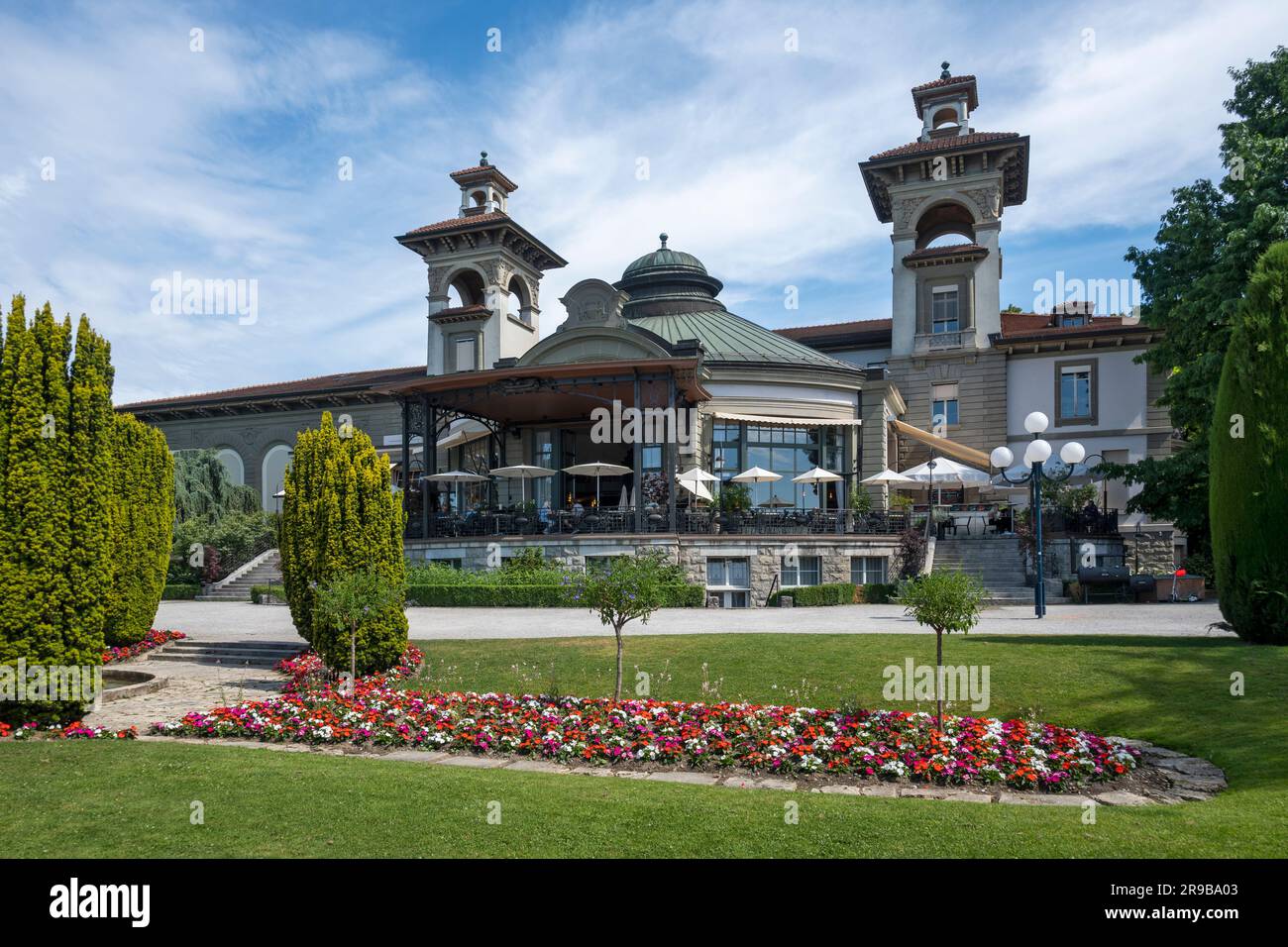 LAUSANNE, SWITZERLAND - JUNE 18, 2023: Typical Building and street at ...