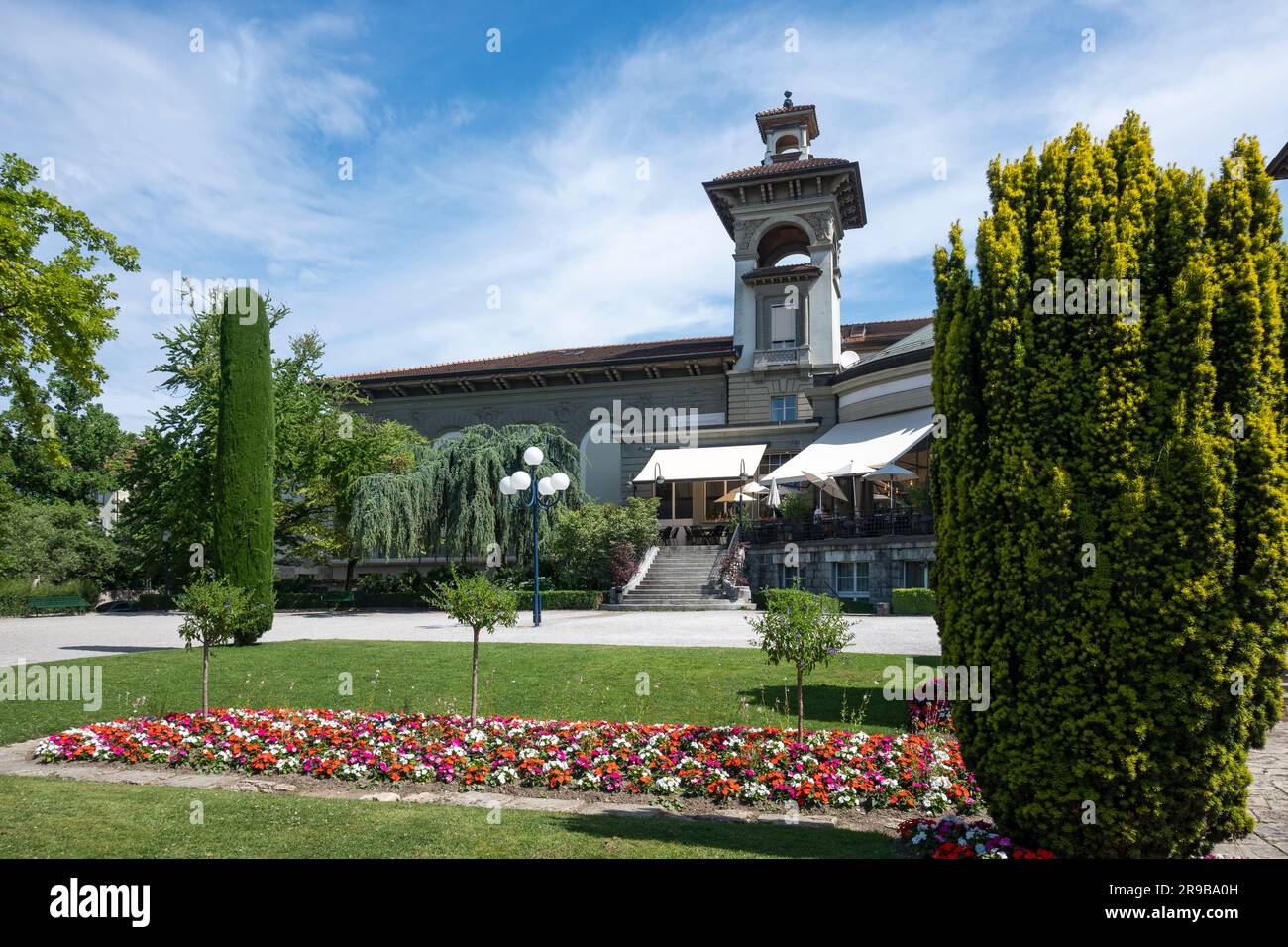 LAUSANNE, SWITZERLAND - JUNE 18, 2023: Typical Building and street at ...