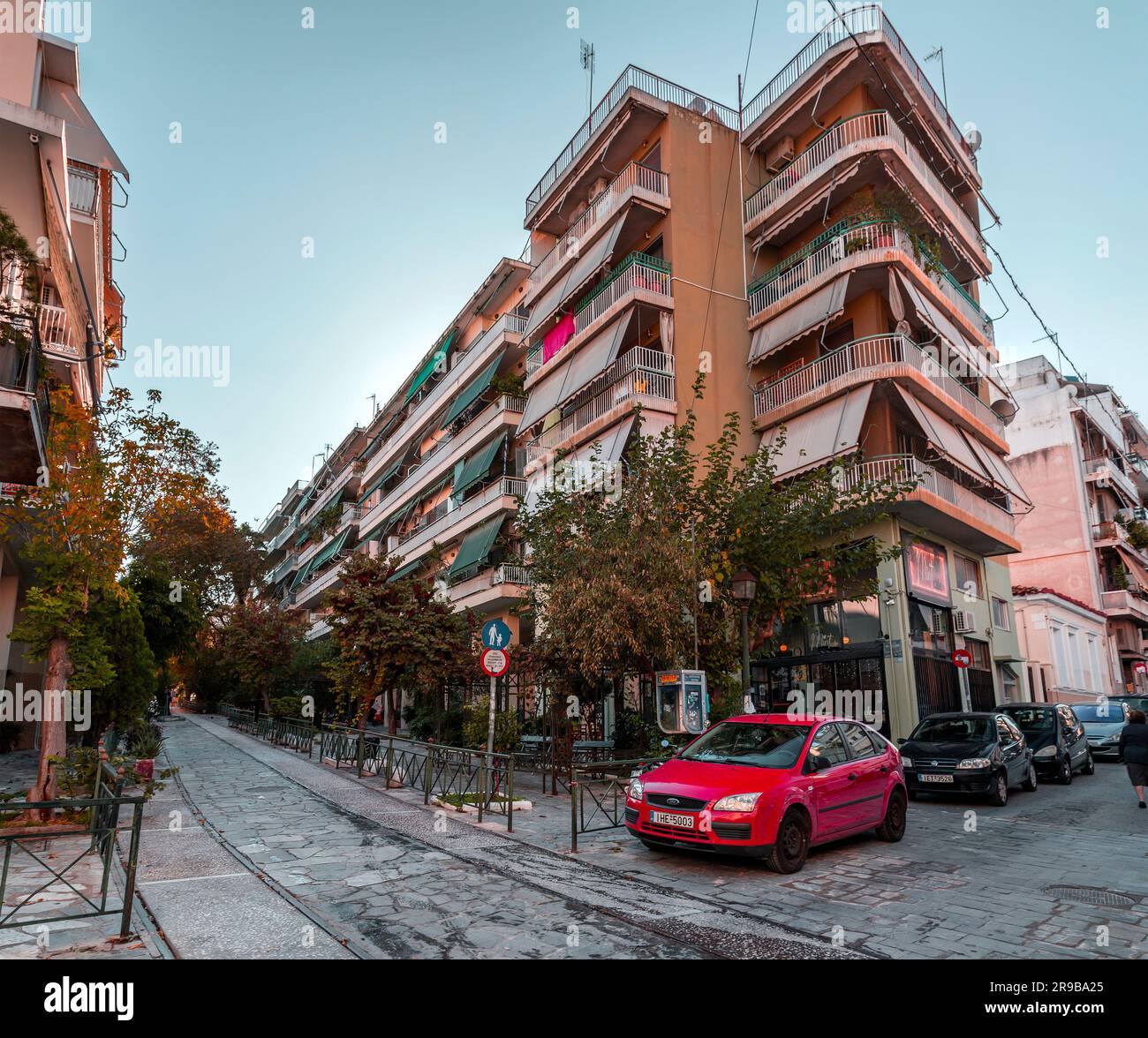 Athens, Greece - 25 Nov 2021: Modern buildings in the streets of Athens ...