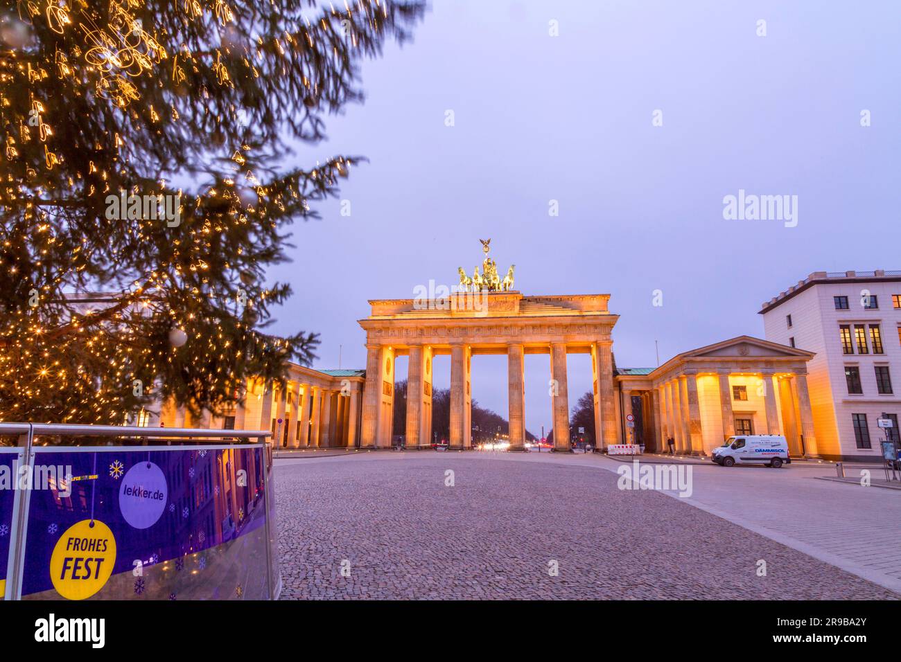 Berlin, Germany - December 17, 2021: The famous landmark of Brandenburg ...