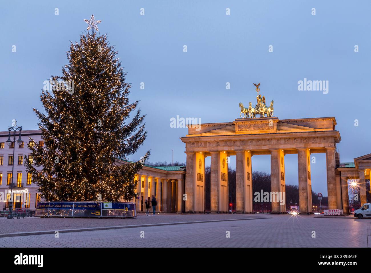 Berlin, Germany - December 17, 2021: The famous landmark of Brandenburg ...