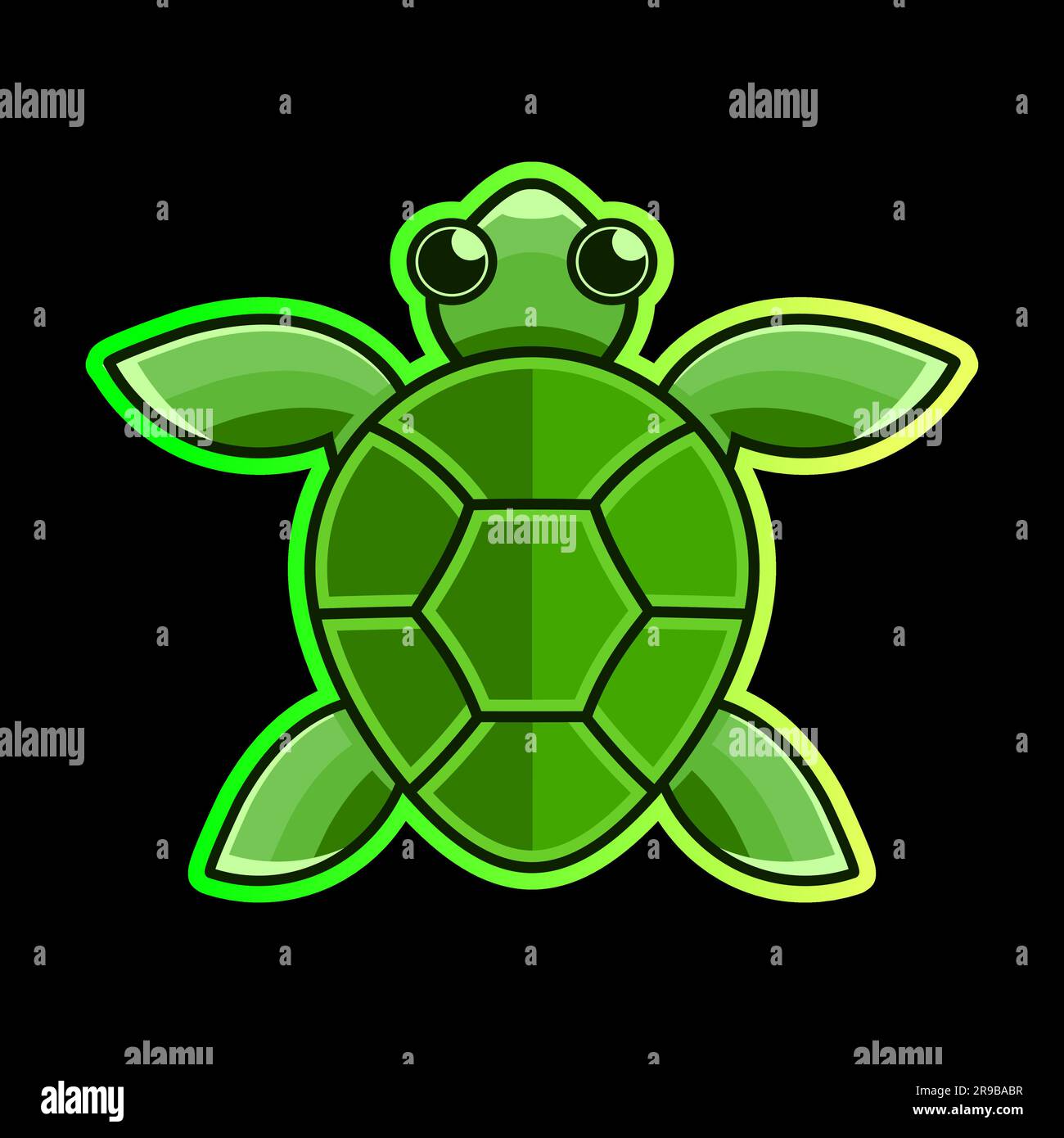 Sea turtle. Realistic, artistic, colored drawing of a sea turtle on a ...