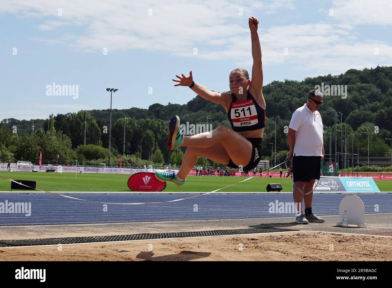 Cardiff, UK. 24th June, 2023. Amy Hughes, Women's long jump. 2023 Welsh ...