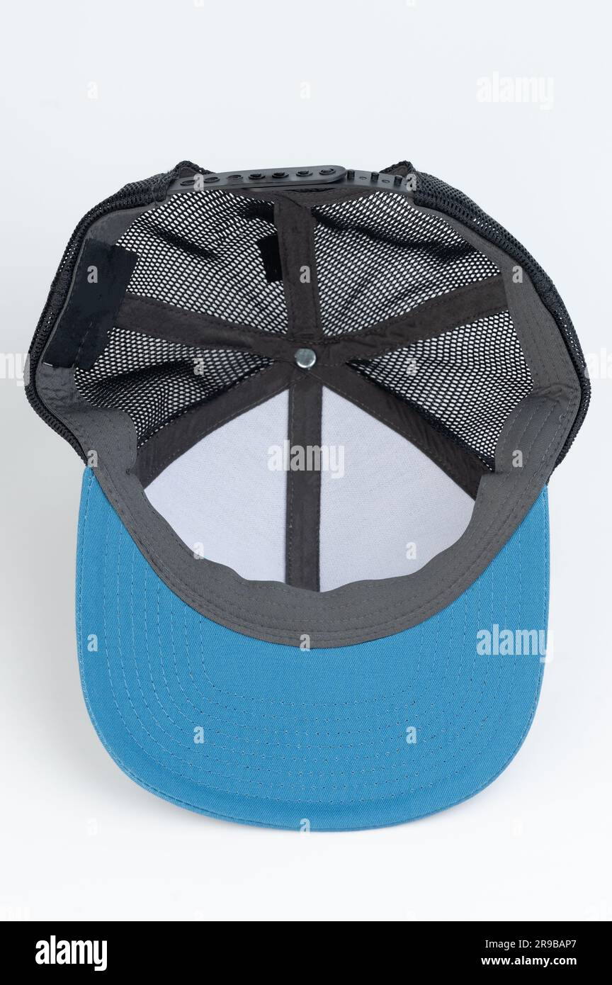 Inside view of blue cap isolated on white studio background Stock Photo ...