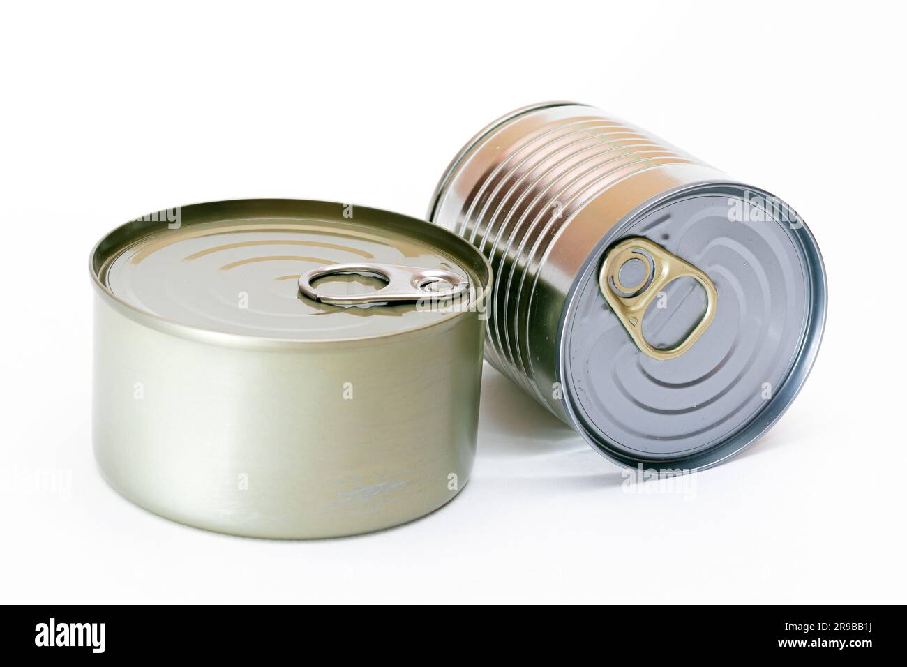 Unopened Tin Cans with Blank Edges on White Background. Canned Food ...