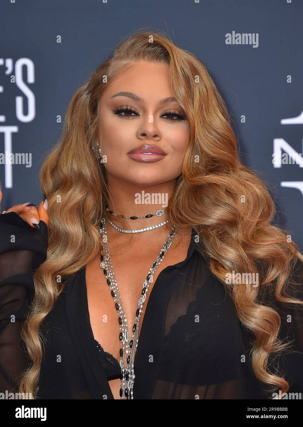 Latto arrives at the BET Awards on Sunday, June 25, 2023, at the ...