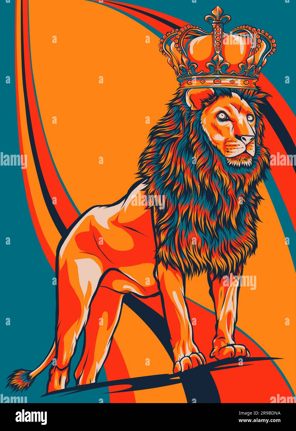 vector illustration of colorful lion. digital draw Stock Vector Image ...