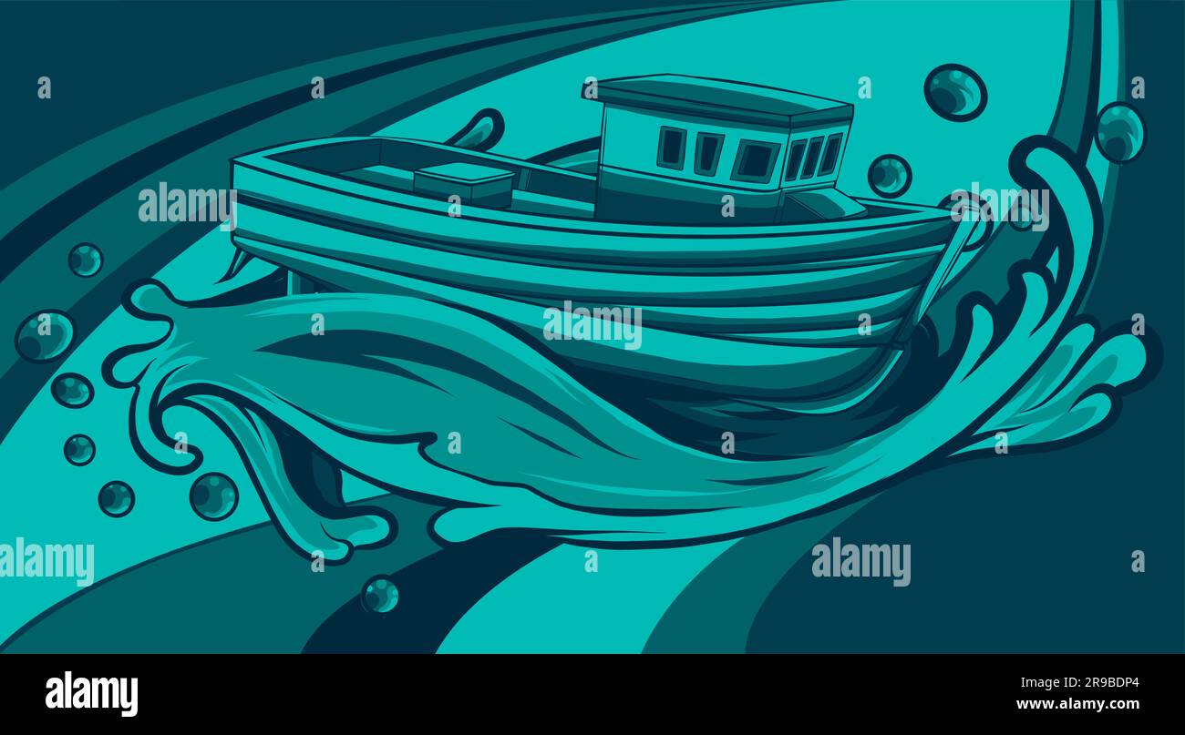 vector illustration of fishing boat side view Stock Vector Image & Art ...