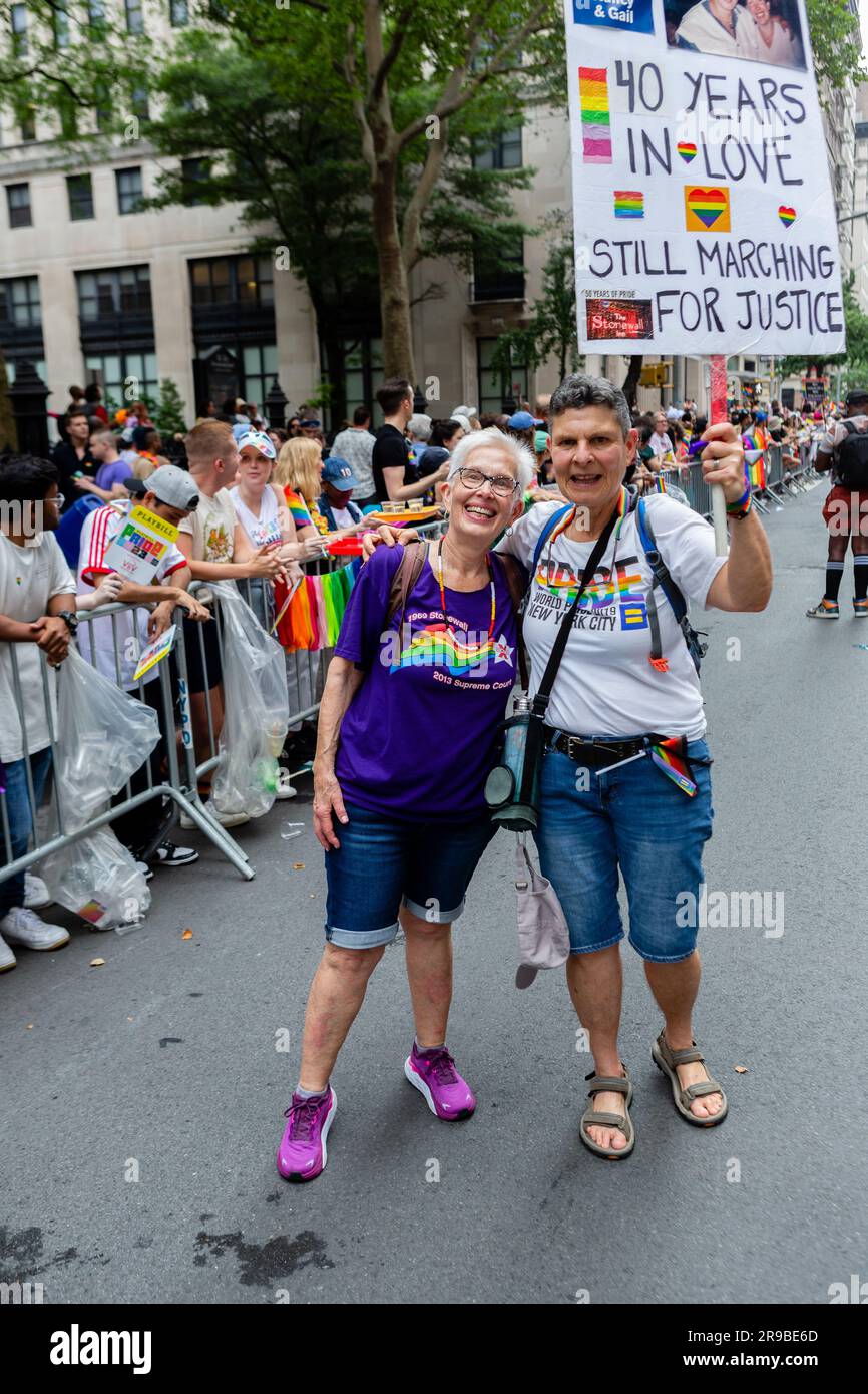 New York, NY, USA. 25th June, 2023. New York's Pride March filled Fifth ...