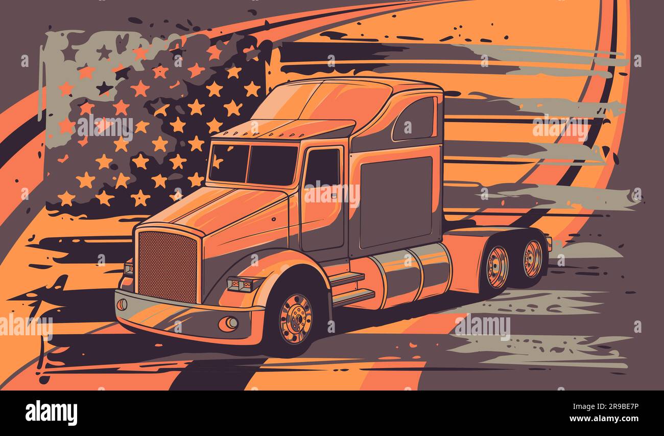 Classic American semi Truck vector Illustration design Stock Vector ...