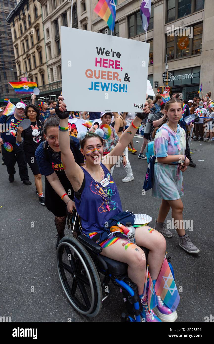 New York, NY, USA. 25th June, 2023. New York's Pride March filled Fifth Avenue with marchers and ...