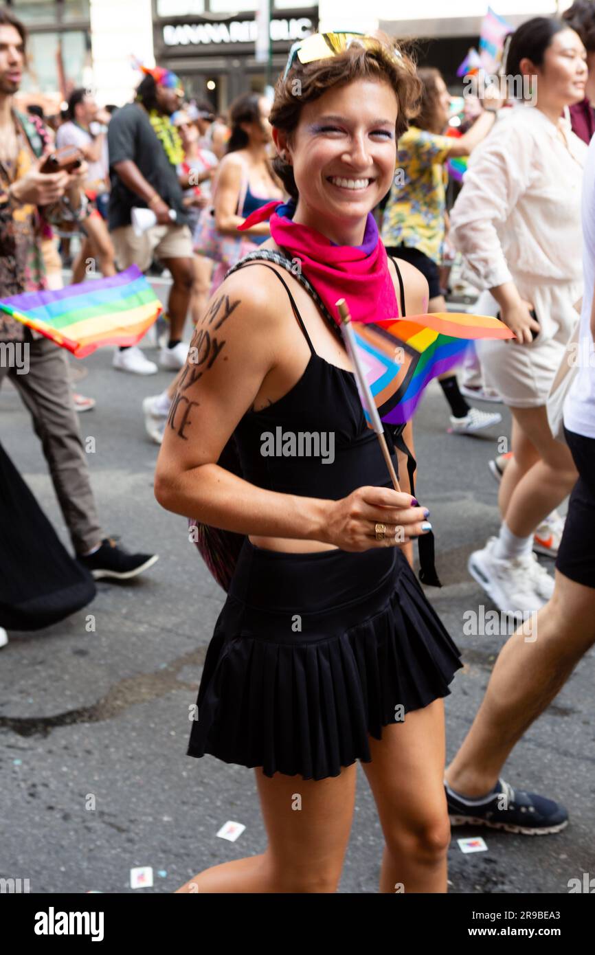 New York, NY, USA. 25th June, 2023. New York's Pride March filled Fifth ...