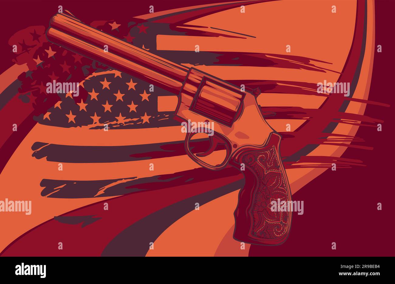 Vintage six shooter revolver concept vector illustration Stock Vector ...