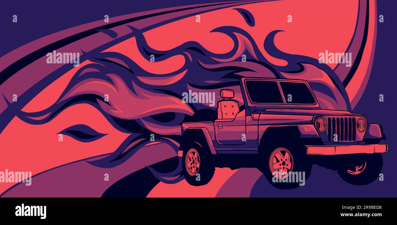 vector illustration of jeep on colorful background Stock Vector Image ...