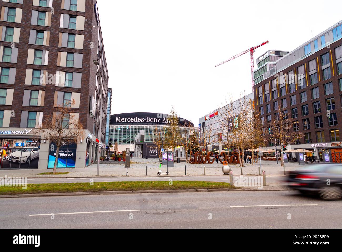 Berlin, Germany - December 17, 2021: Exterior view of the Mercedez Benz ...