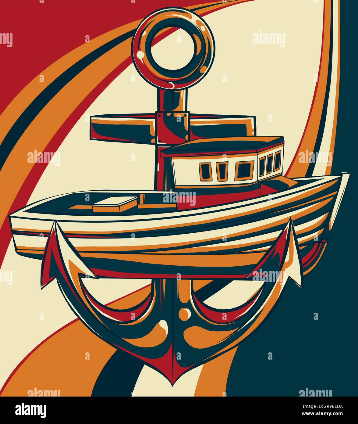 Traditional wooden boat and ocean view Stock Vector Images - Alamy