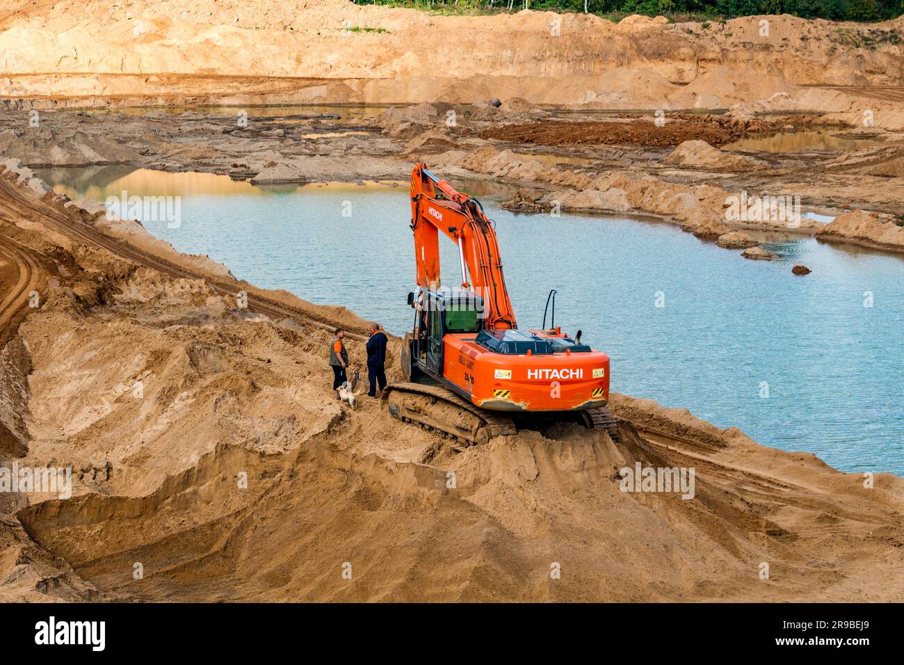 Russia - September 2014: Potresovskiy sand quarry, extraction of non ...