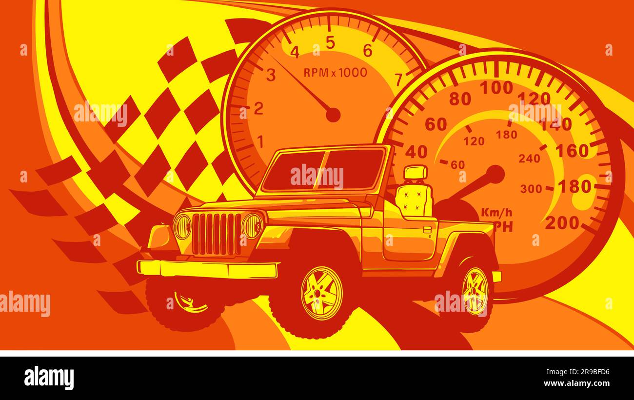 vector illustration of jeep on colorful background Stock Vector Image ...