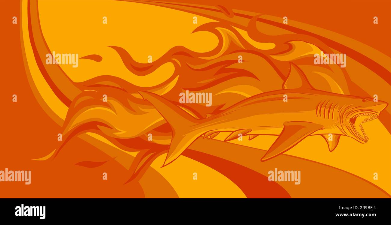 Vector illustration of ferocious white shark attacks Stock Vector Image ...
